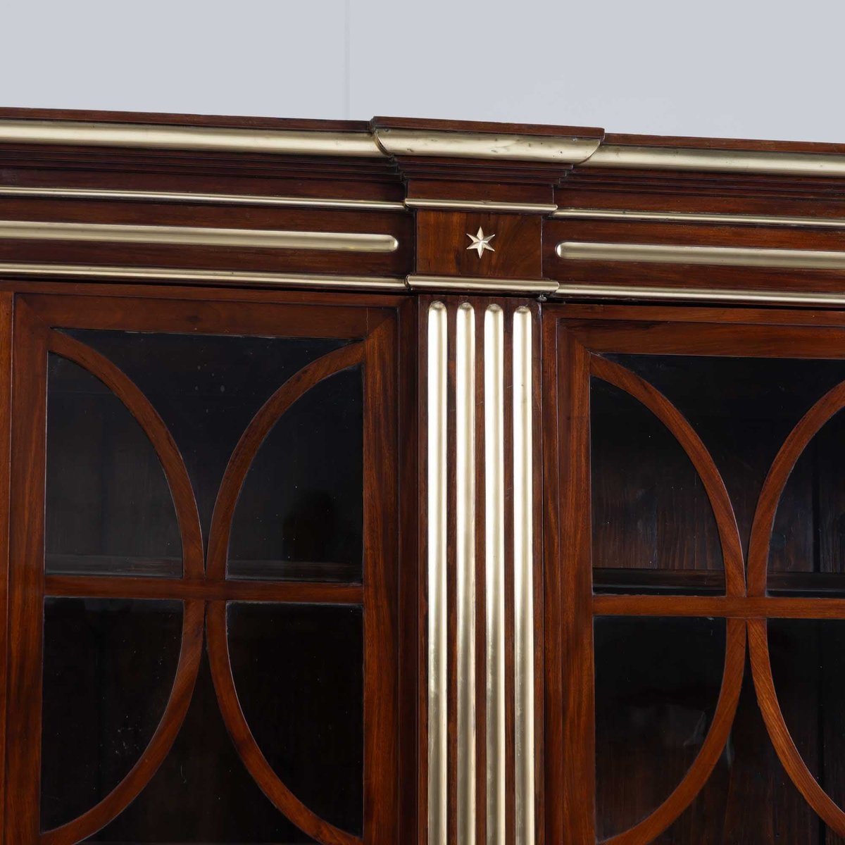 Large German Library Cabinet with Brass Fluting, 1800s for sale at Pamono