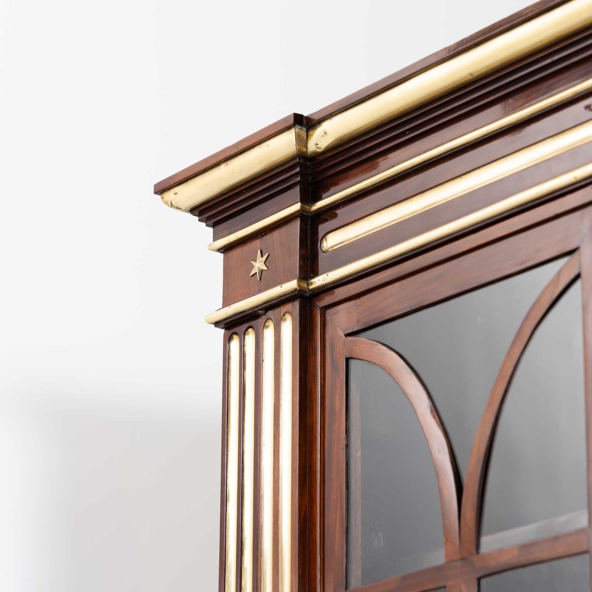 Large German Library Cabinet with Brass Fluting, 1800s for sale at Pamono