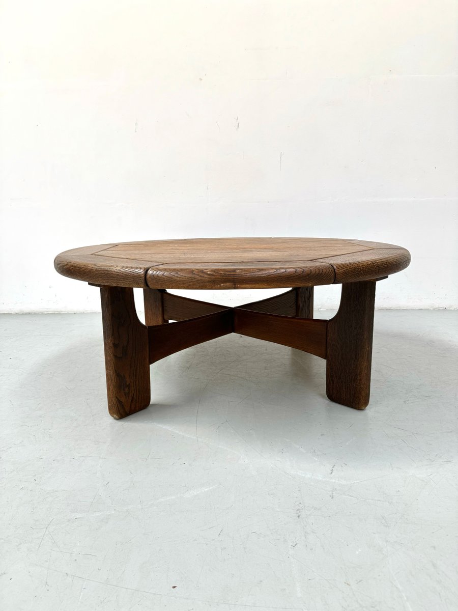 Vintage Danish Brutalist Coffee Table in Oak, 1960s for sale at Pamono