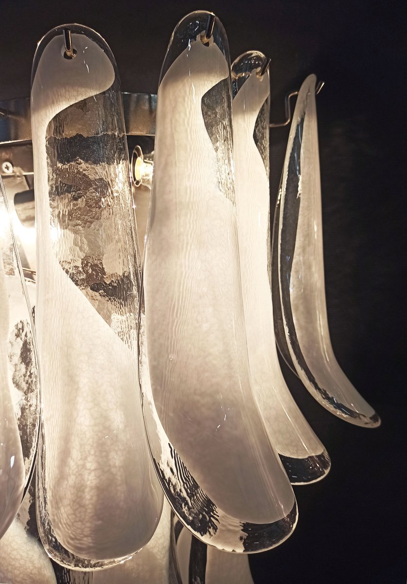 Vintage Italian Murano Wall Lights with 16 Lattimo Glass Petals, 1990s ...