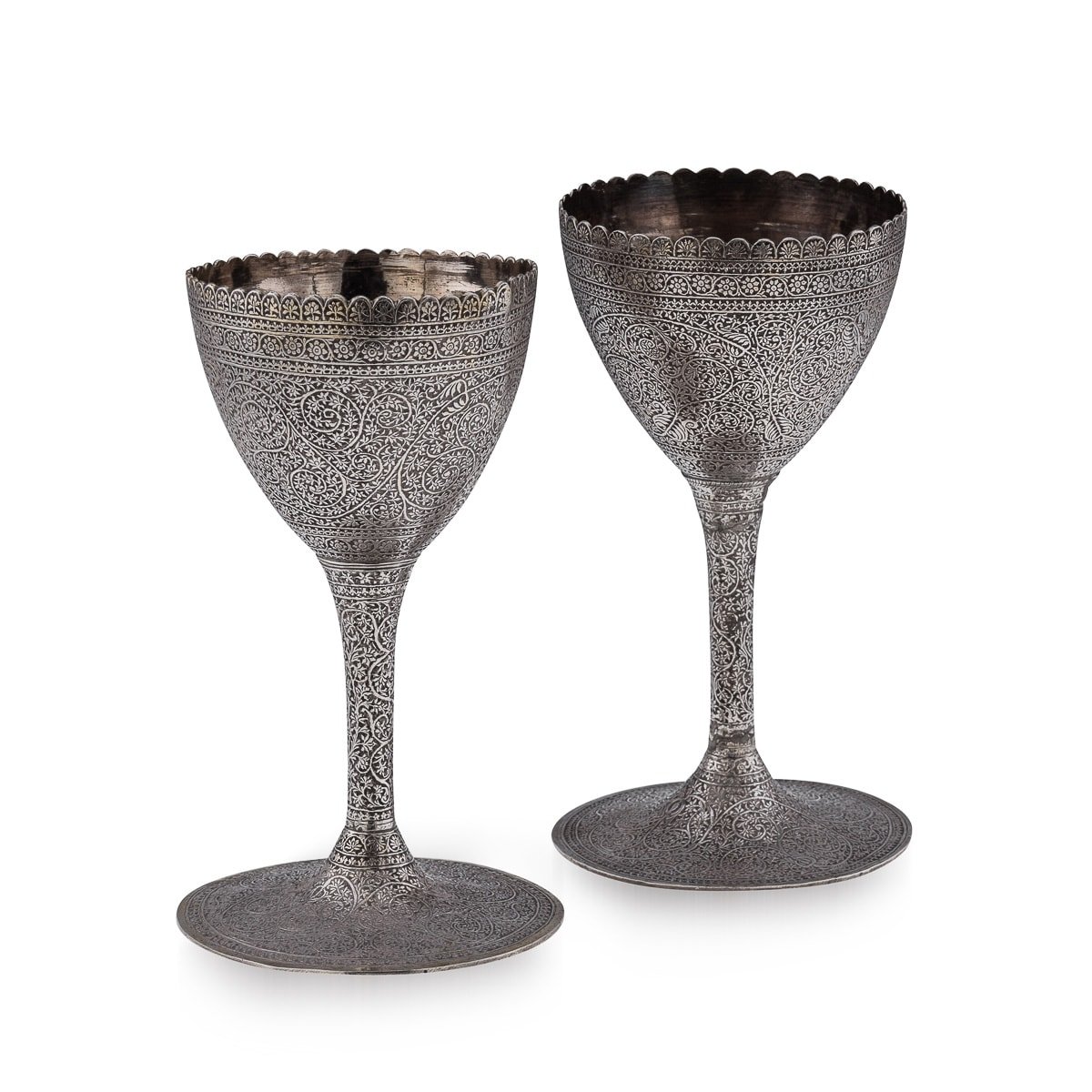 Antique 20th Century Indian Silver Shawl Wine Goblets, 1900s, Set of 2 ...