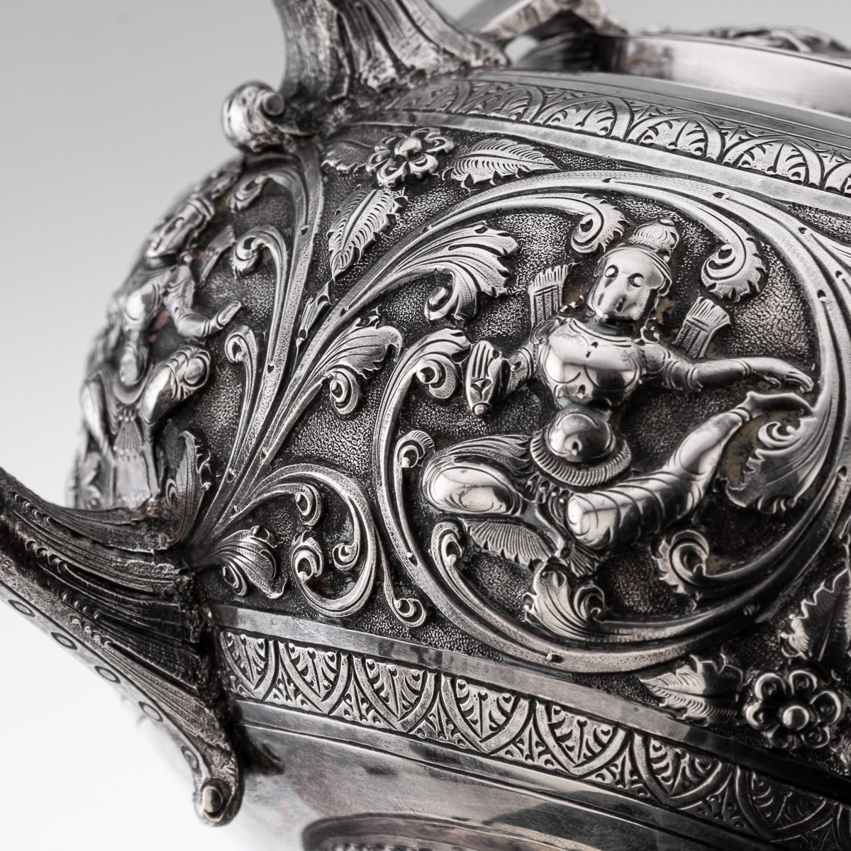 Antique 19th Century Indian Silver Swami Tea Set, 1880, Set of 3 for ...