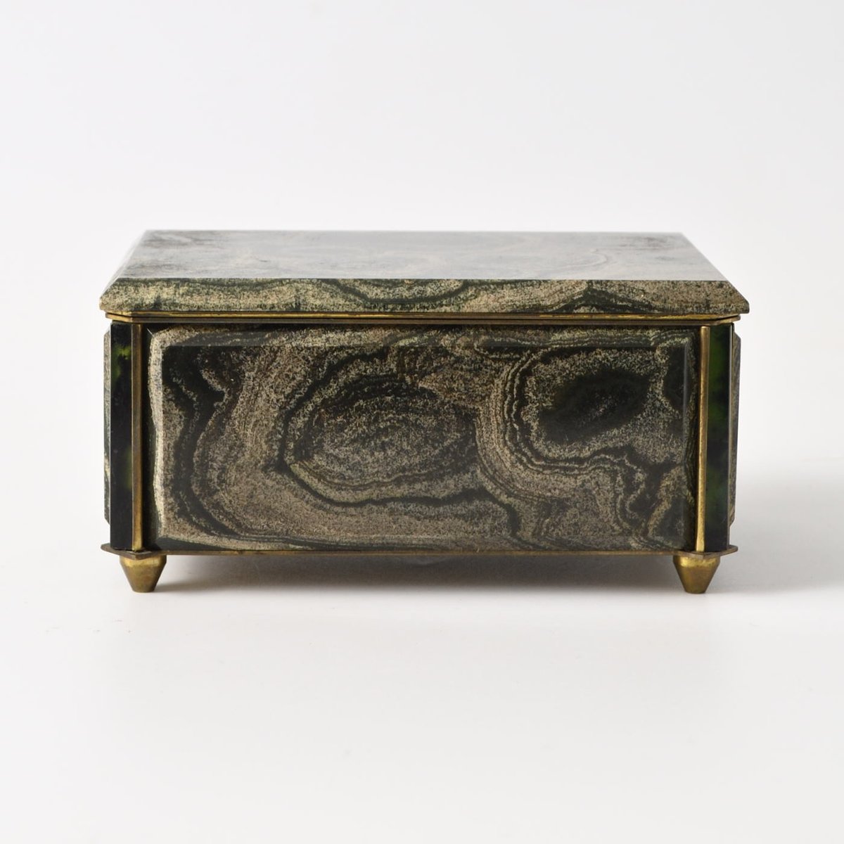 Green Jasper and Serpentinite Stone Box, 1950s for sale at Pamono