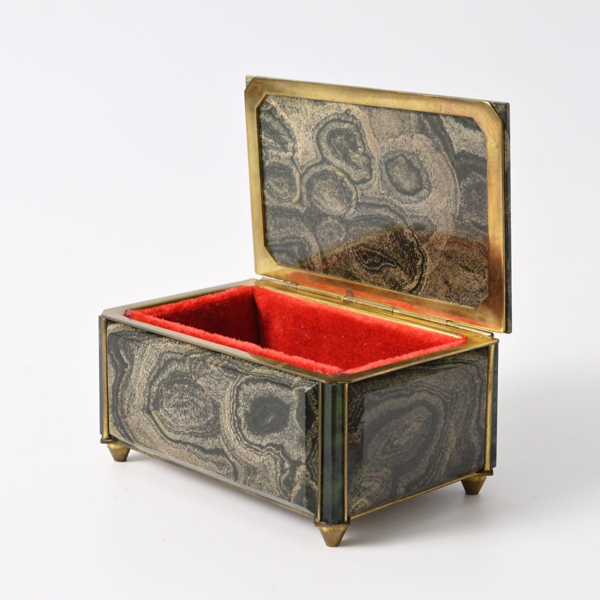 Green Jasper and Serpentinite Stone Box, 1950s for sale at Pamono