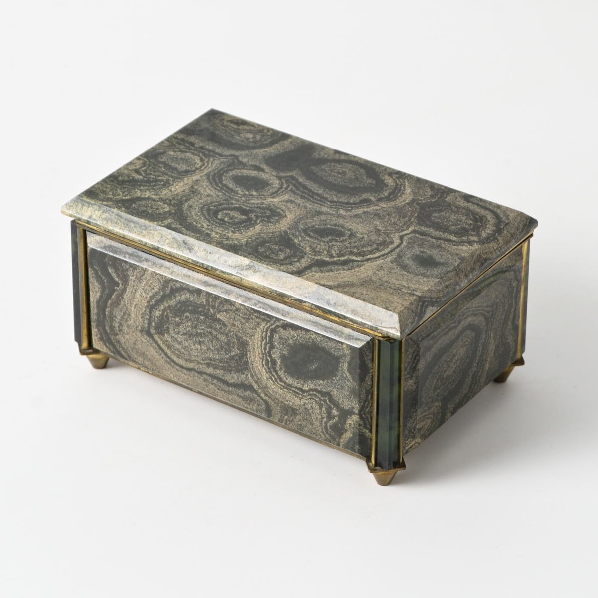 Green Jasper and Serpentinite Stone Box, 1950s for sale at Pamono