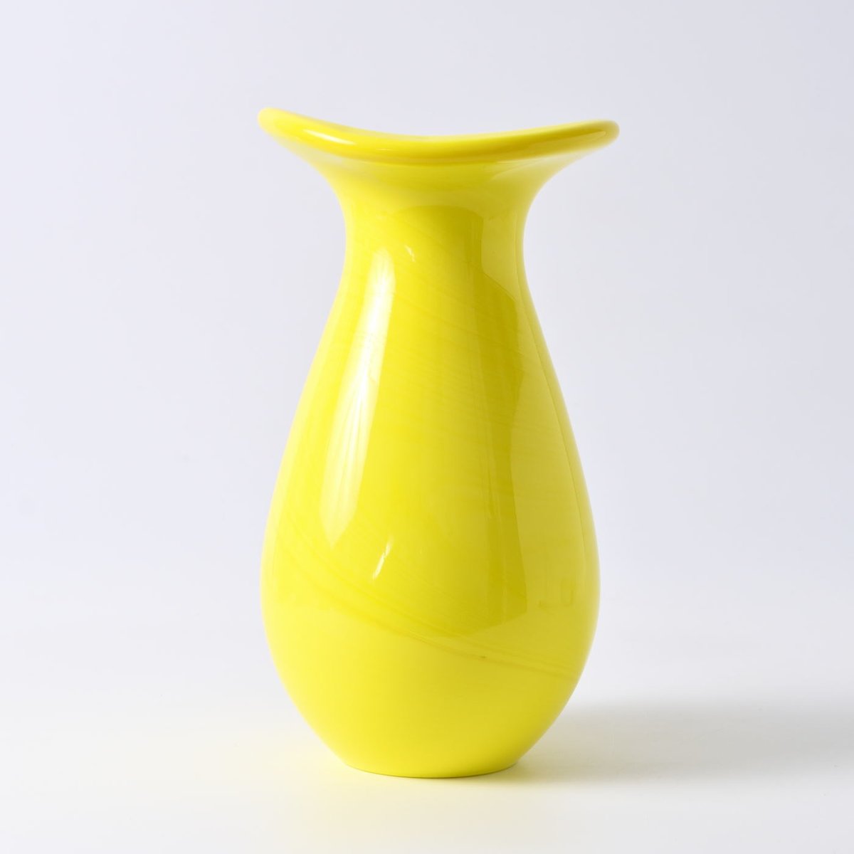 Bright Yellow Glass Vase, 1990s for sale at Pamono