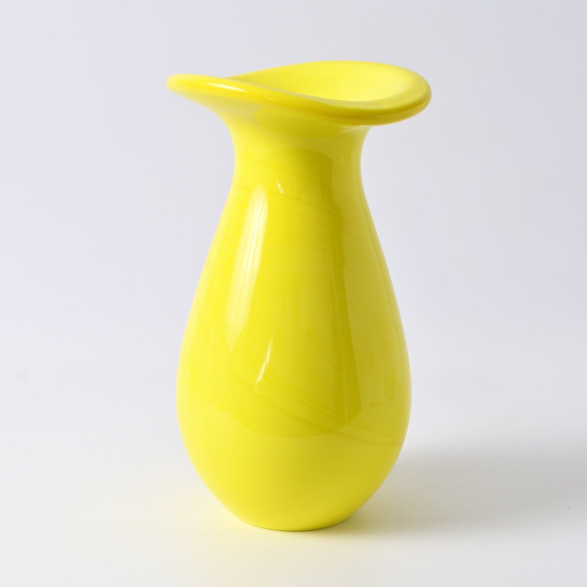 Bright Yellow Glass Vase, 1990s for sale at Pamono