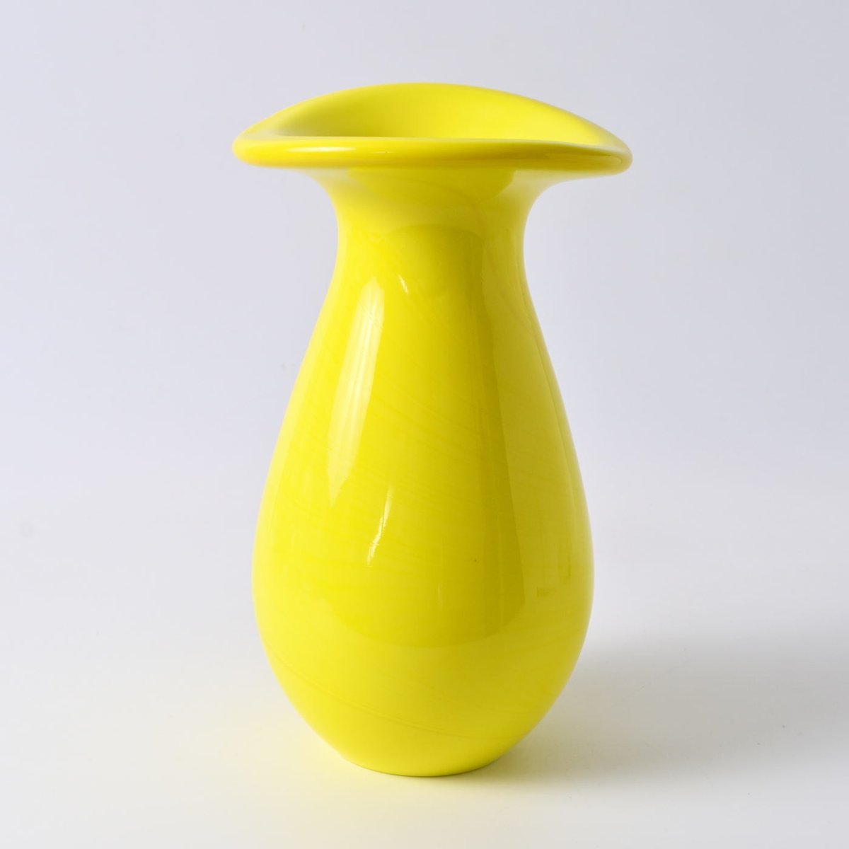 Bright Yellow Glass Vase, 1990s for sale at Pamono