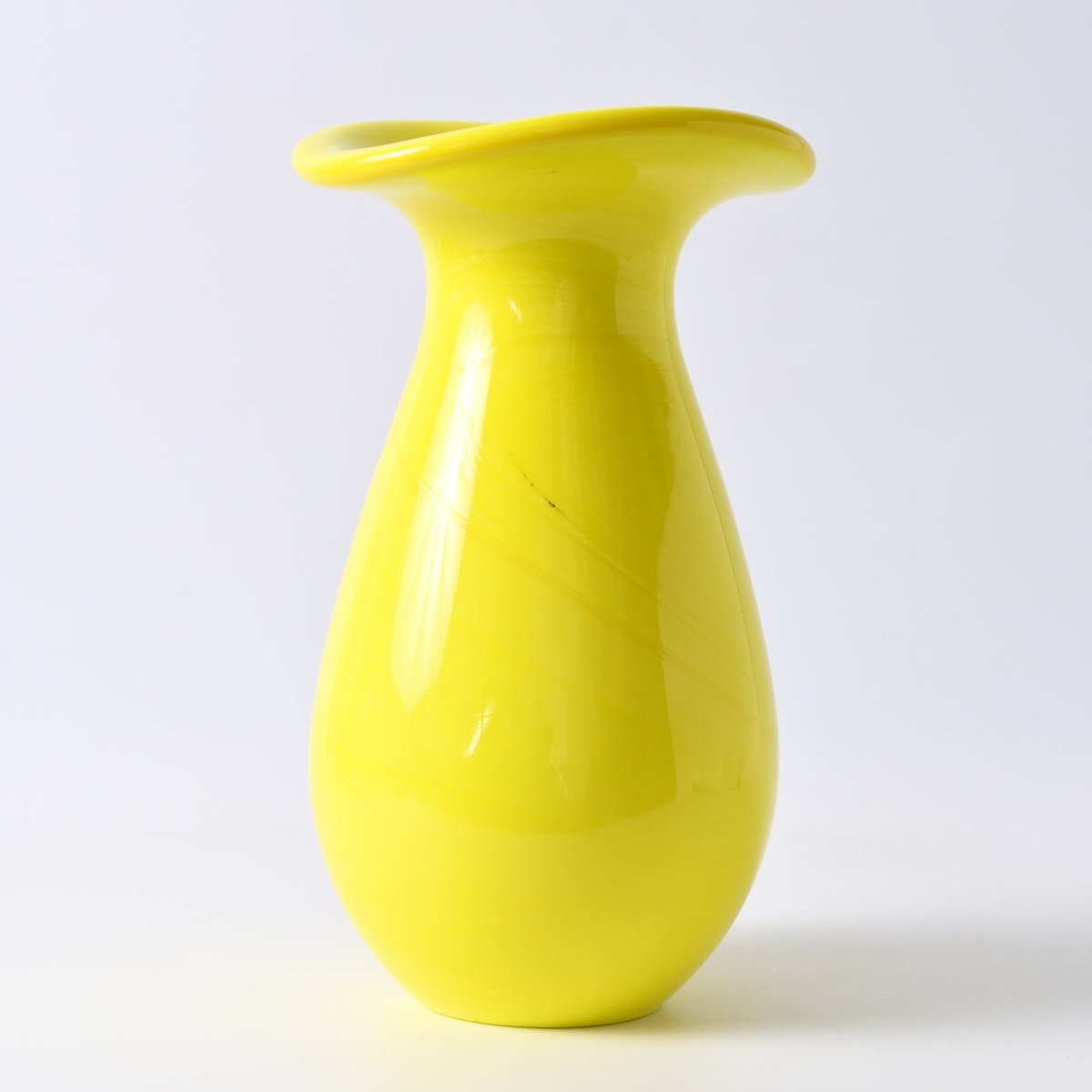 Bright Yellow Glass Vase, 1990s for sale at Pamono
