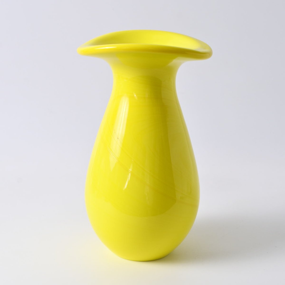 Bright Yellow Glass Vase, 1990s for sale at Pamono