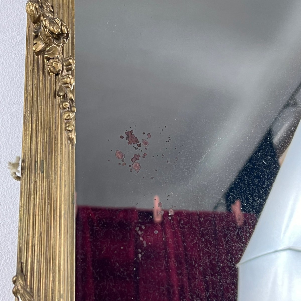 Louis XVI French Wall Mirror with Bow Cartouche, 1890s for sale at Pamono