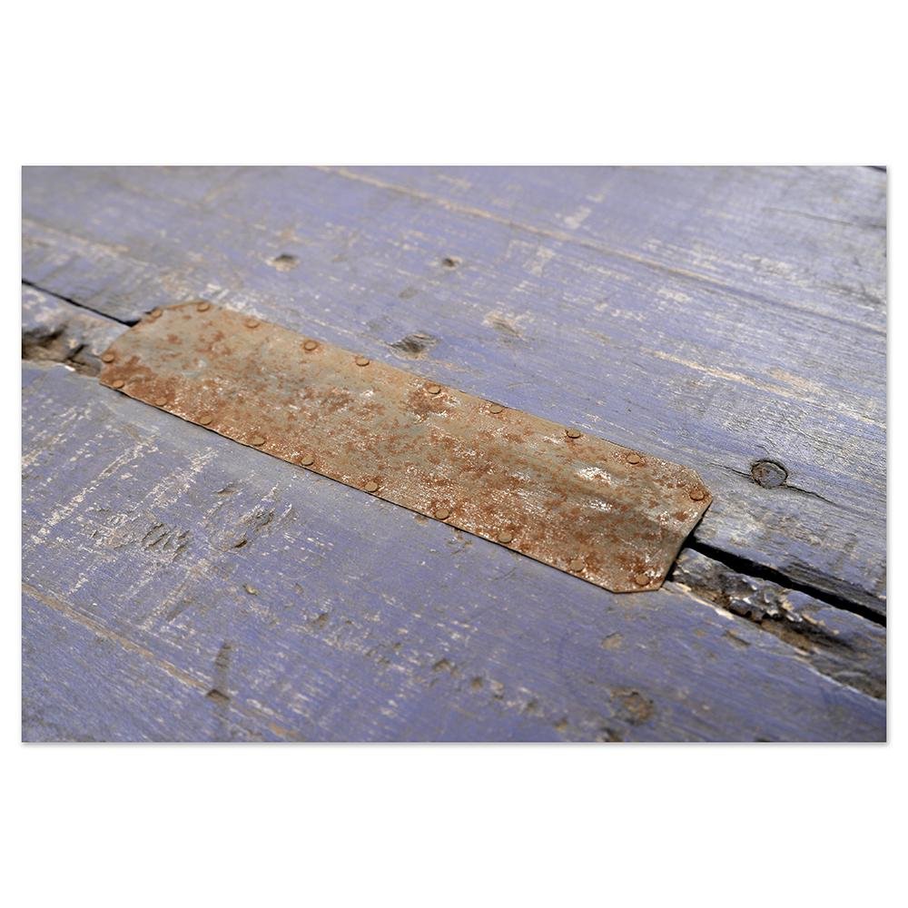 Wooden Coffee Table with Blue Patina for sale at Pamono