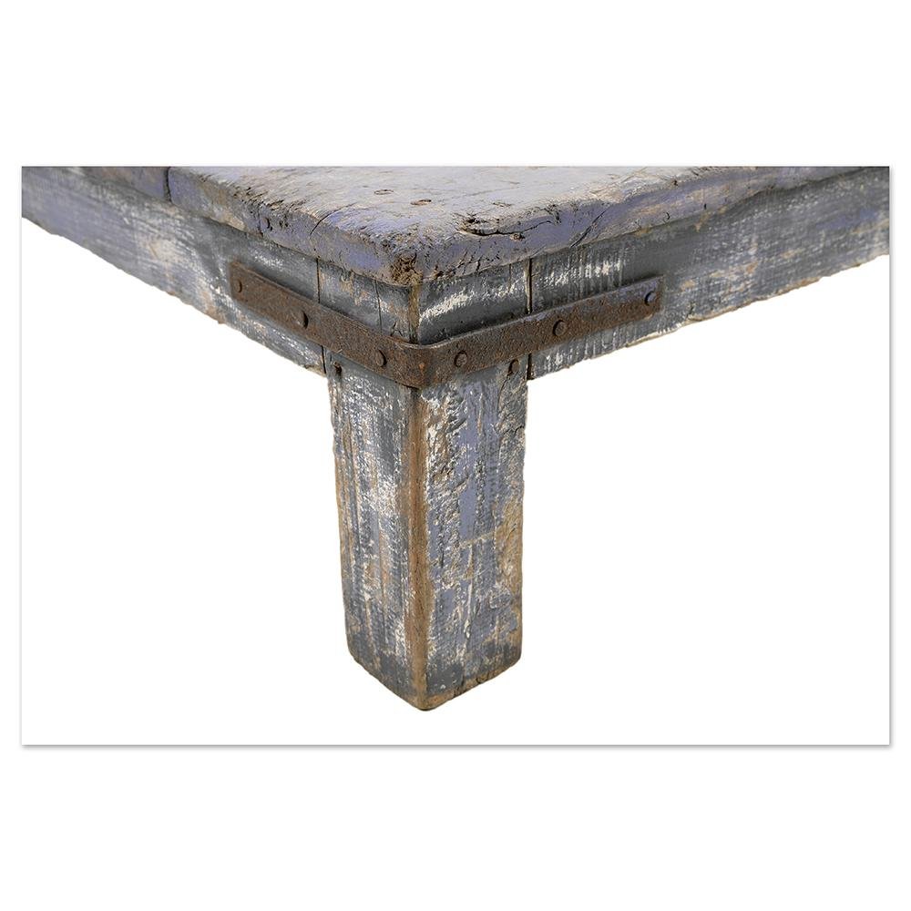 Wooden Coffee Table with Blue Patina for sale at Pamono