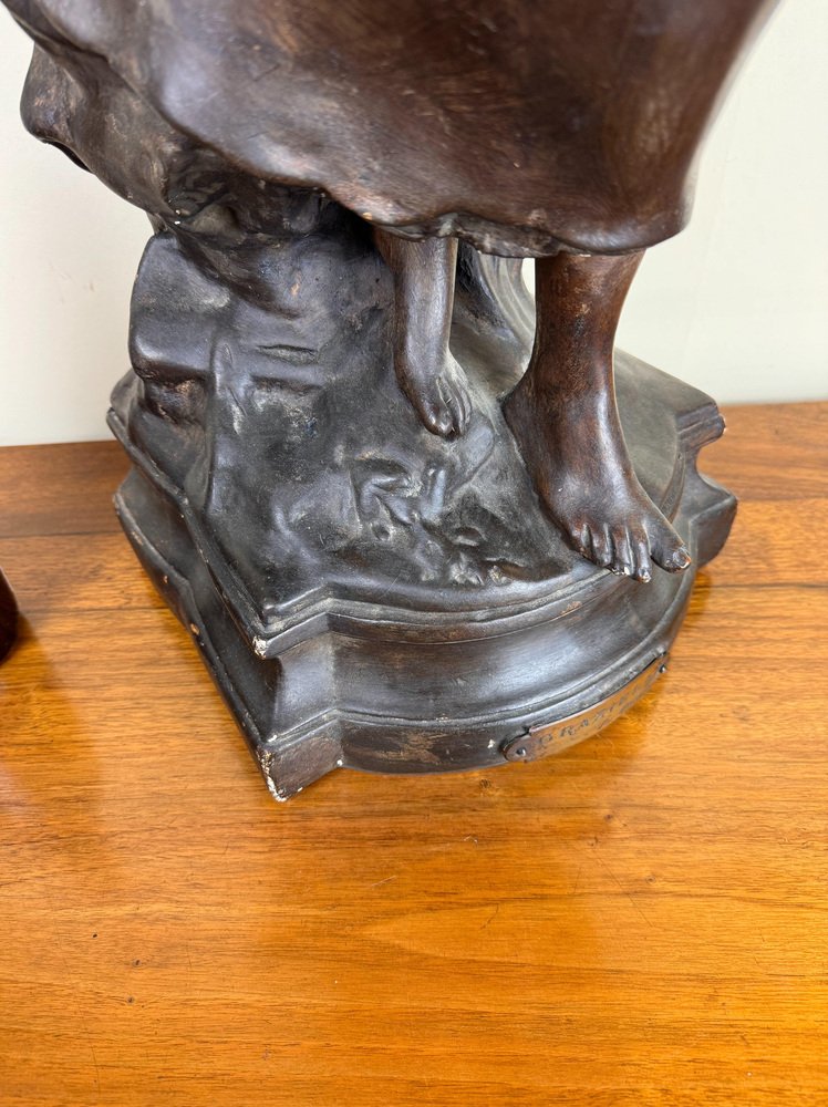 Large Bronze-Style Patinated Plaster Statue for sale at Pamono