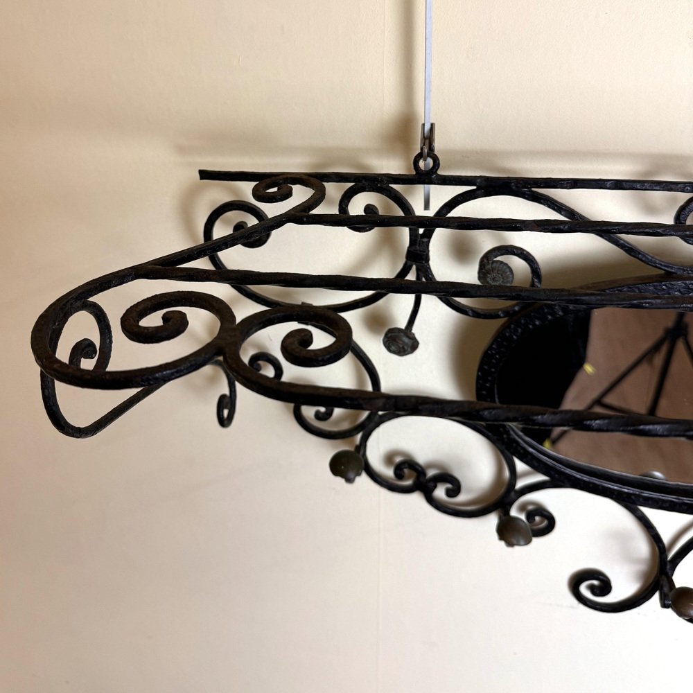 Art Deco Wrought Iron Wall Coat Rack for sale at Pamono