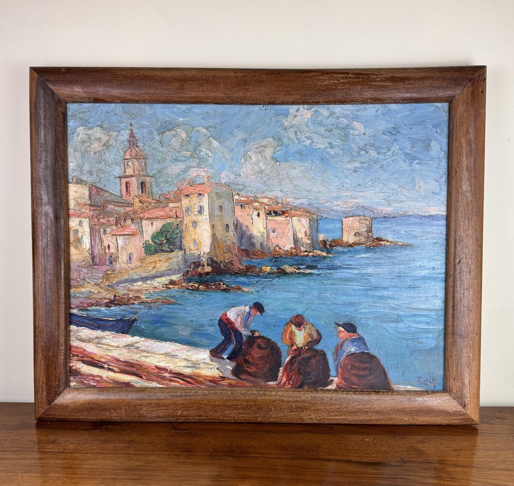 Zicca, Saint Tropez, Oil On Panel for sale at Pamono