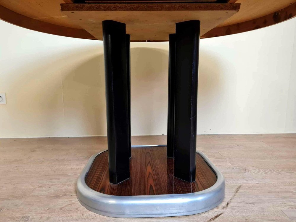 Art Deco Round Extending Mahogany and Lacquered Wood Table for sale at ...