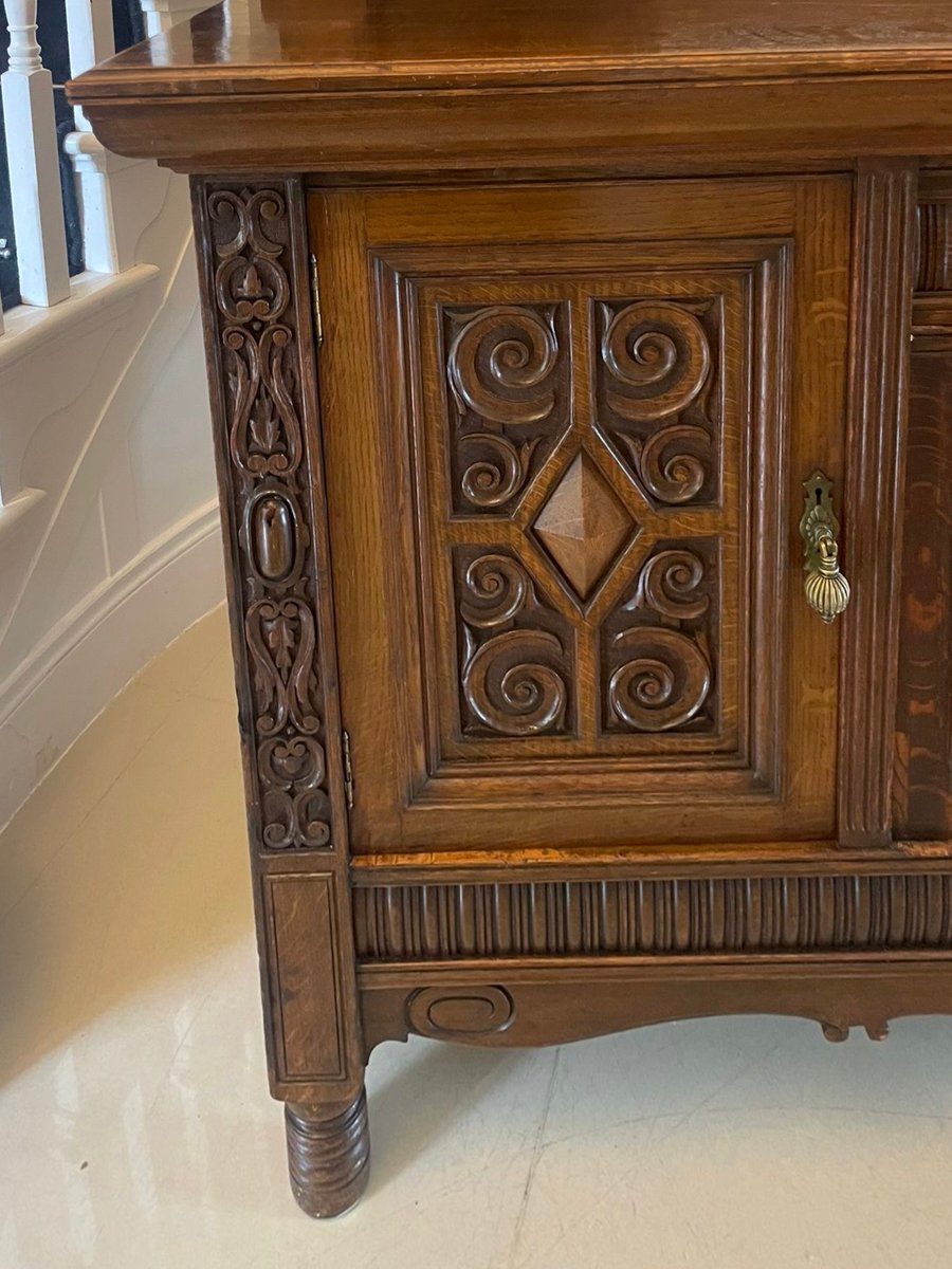 Antique Victorian Carved Oak Sideboard, 1880 for sale at Pamono