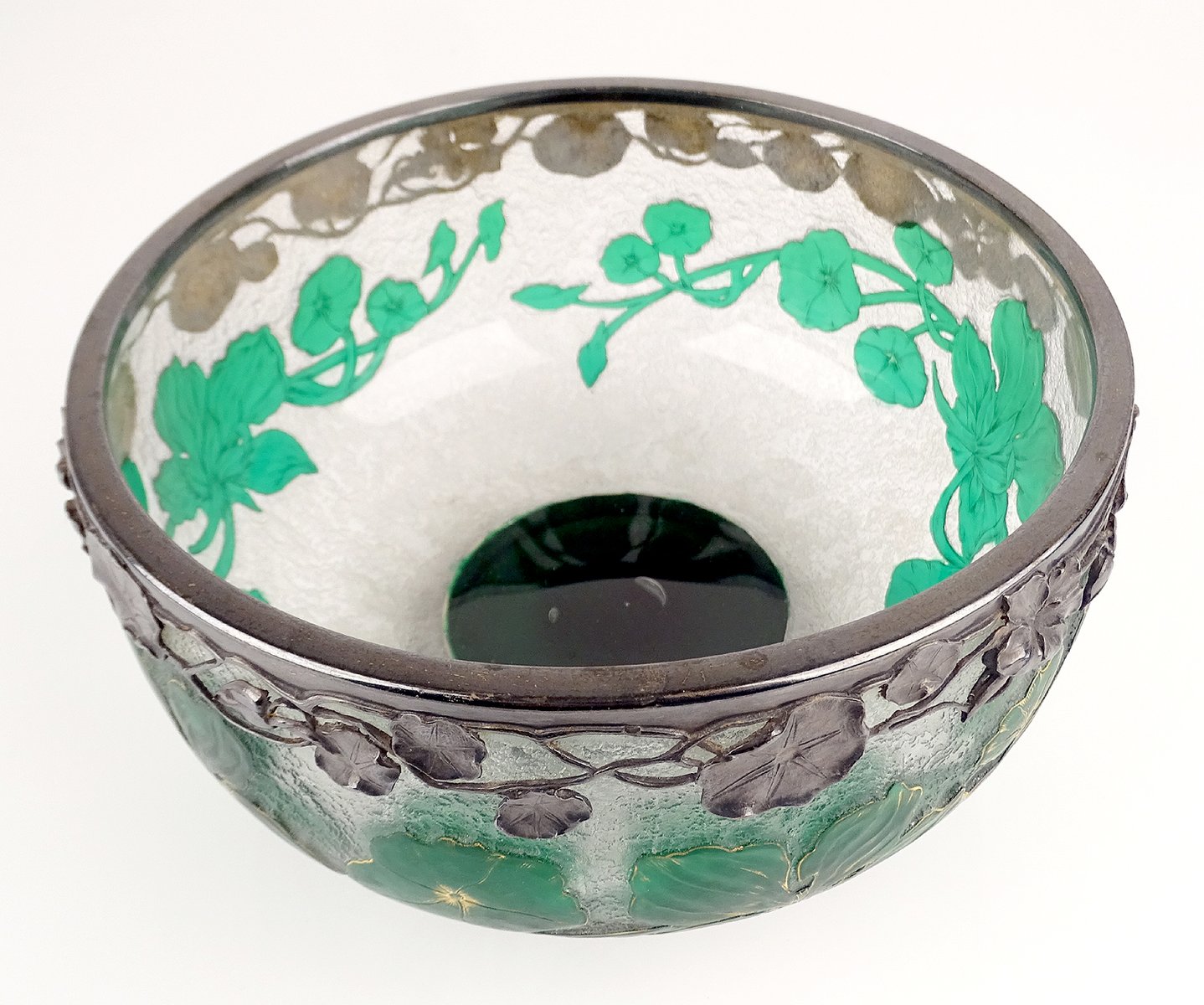 Art Deco Glass and Bronze Bowl by Daum for sale at Pamono