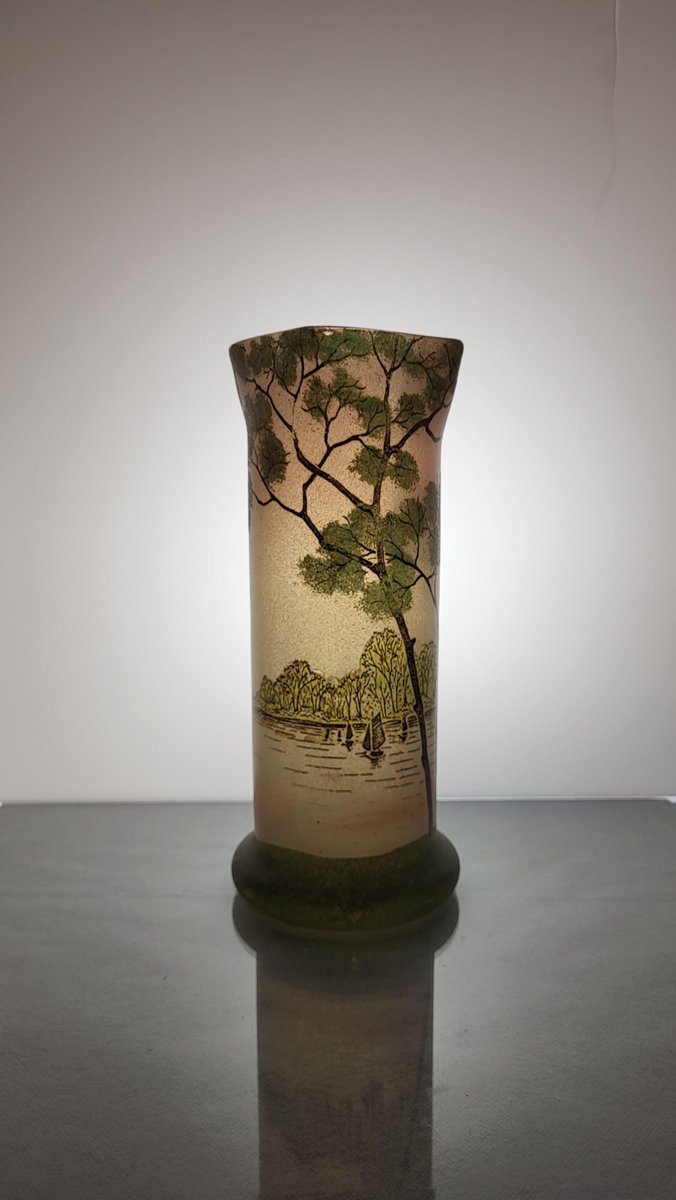 Legras Enameled Glass Vase, 1900s for sale at Pamono
