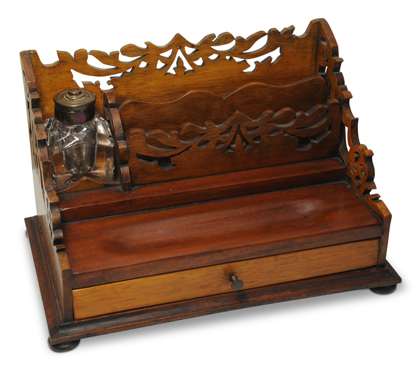 Victorian Oak Hand Crafted Letter Rack with Intricately Cut Art Nouveau ...