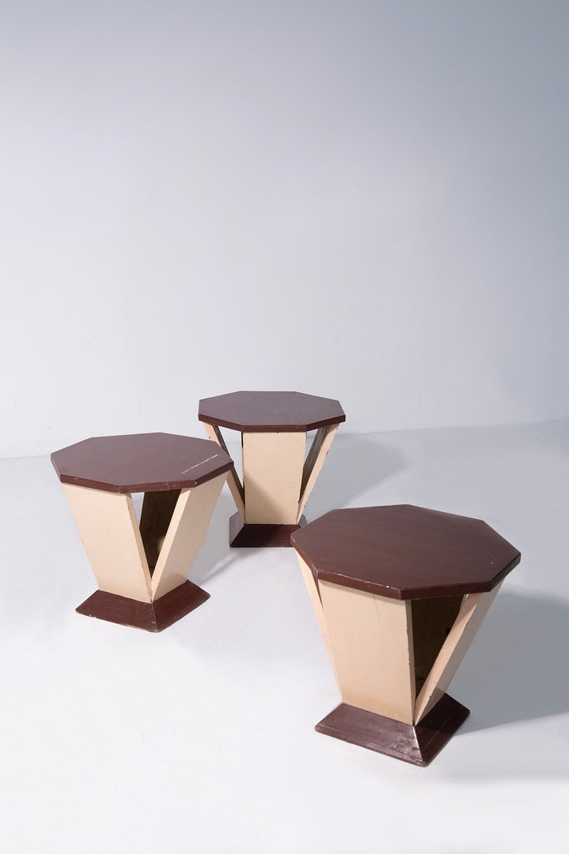 Futuristic Coffee Tables, 1920s, Set of 3 for sale at Pamono