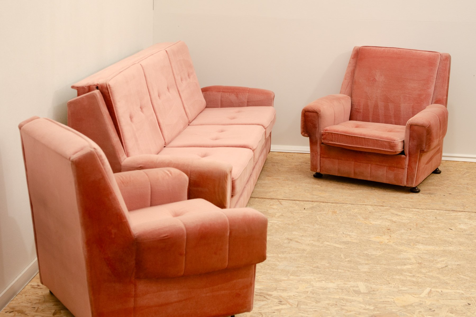 Vintage Living Room Set from Up Závody, 1980s, Set of 3 for sale at Pamono