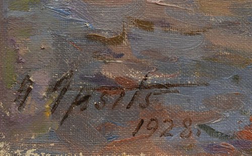 Aleksandrs Apsitis, Children Play, Oil on Canvas for sale at Pamono