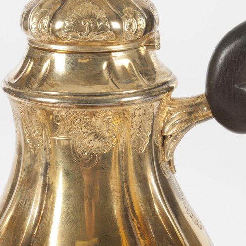 Gold-Plated Silver Set with Coffee Pot, Tea Pot, Water Pitcher, Bowl of ...