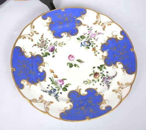 Blue and White Flowers Porcelain Plate for sale at Pamono