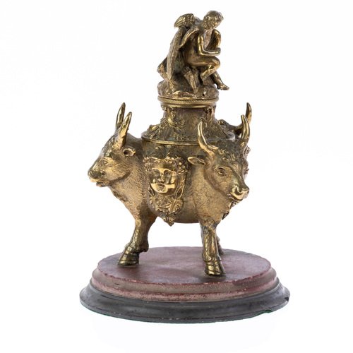 19th Century Victorian Grand Tour Bronze Bovine & Bacchus Inkwell for ...