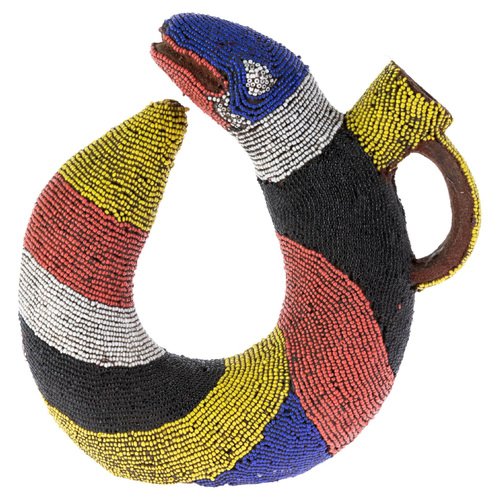 African Bamileke Cameroon Beaded Snake Candleholder for sale at Pamono