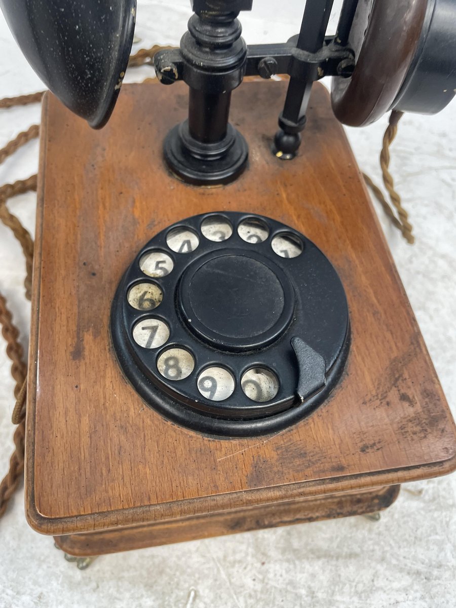 Vintage Rotary Telephone in Wood, 1950s for sale at Pamono