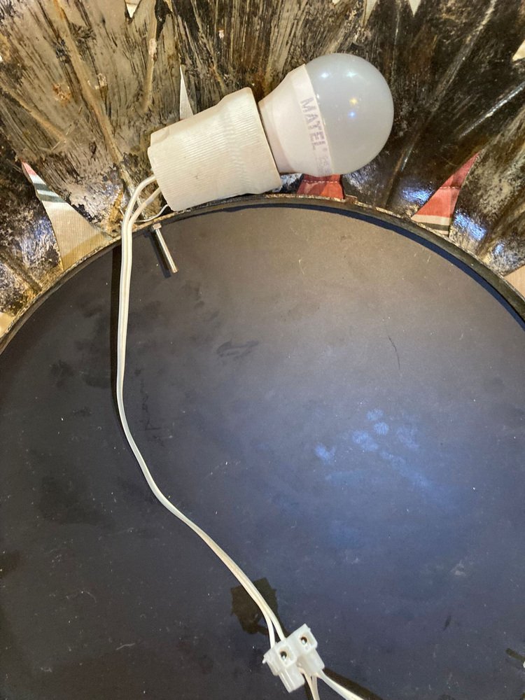 Mid-Century Round Wrought Iron Sheet Sun-Shaped Wall Mirror, 1950s for ...