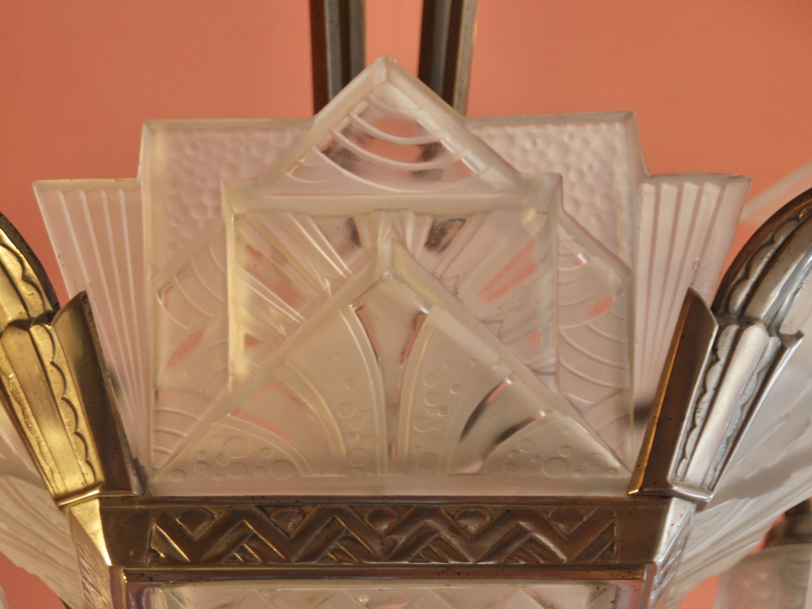 French Four-Arms Hanging Light by Muller Frères for Muller Frères ...