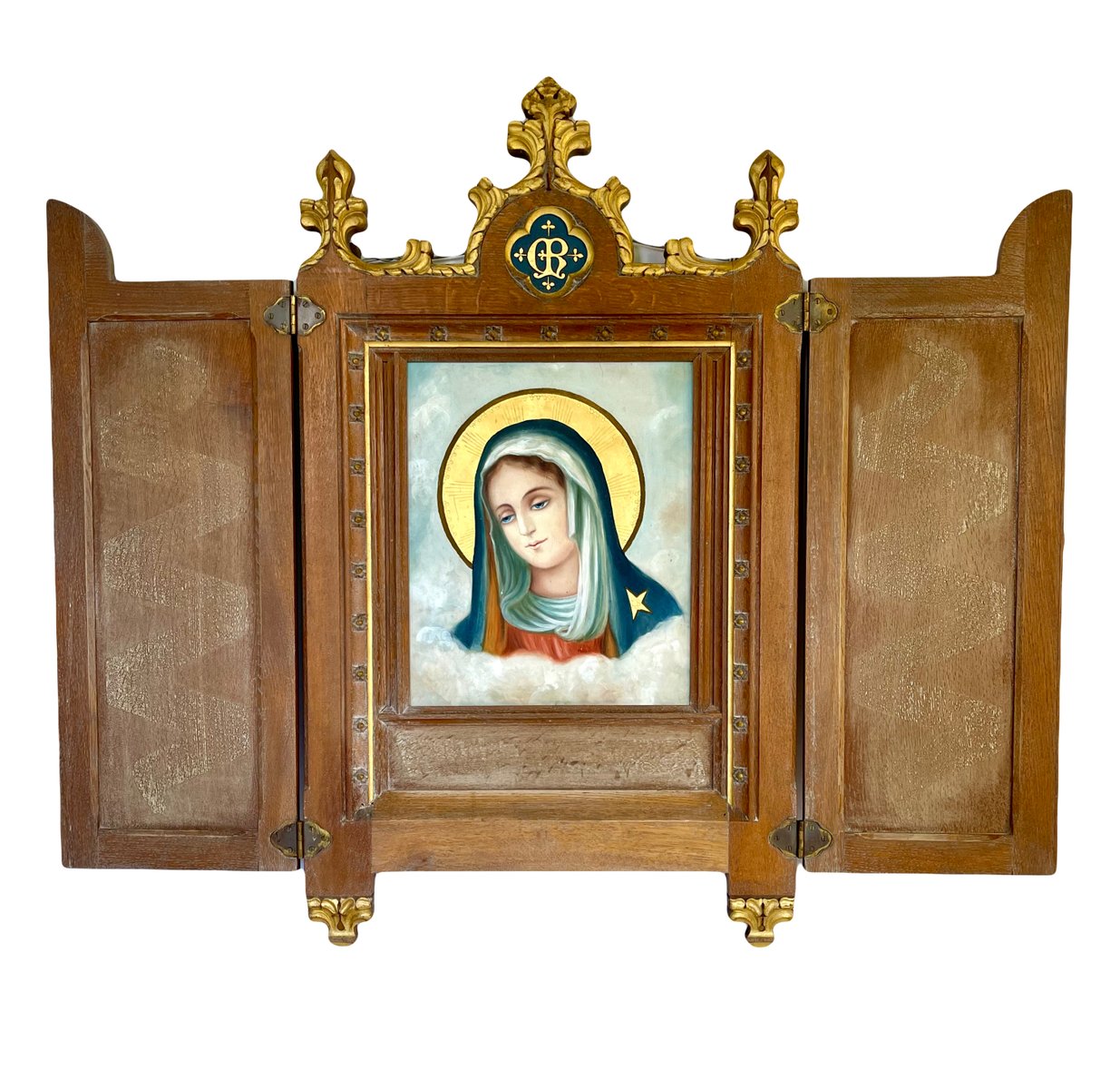 Large Religious Triptych Virgin Mary, 1800s for sale at Pamono