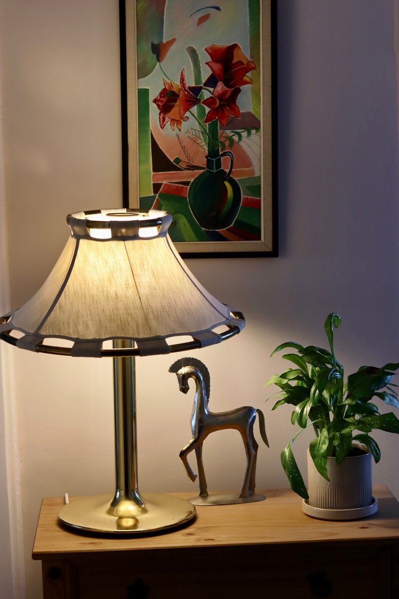 Large Vintage Brass Table Lamp by Anna Ehrner for Ateljé Lyktan Åhus ...