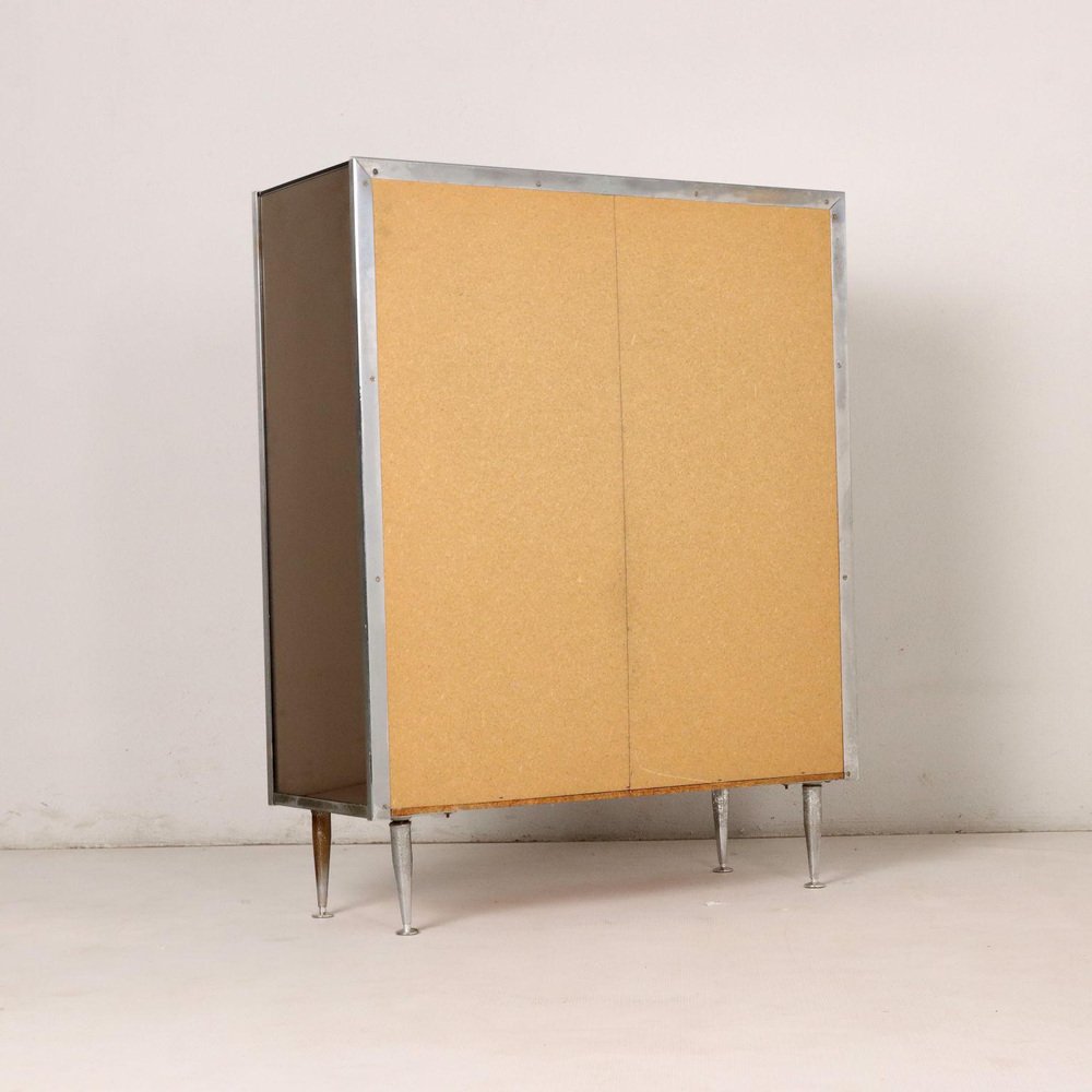 Small Vintage Cabinet in Metal with Glass Shelves, 1960s for sale at Pamono