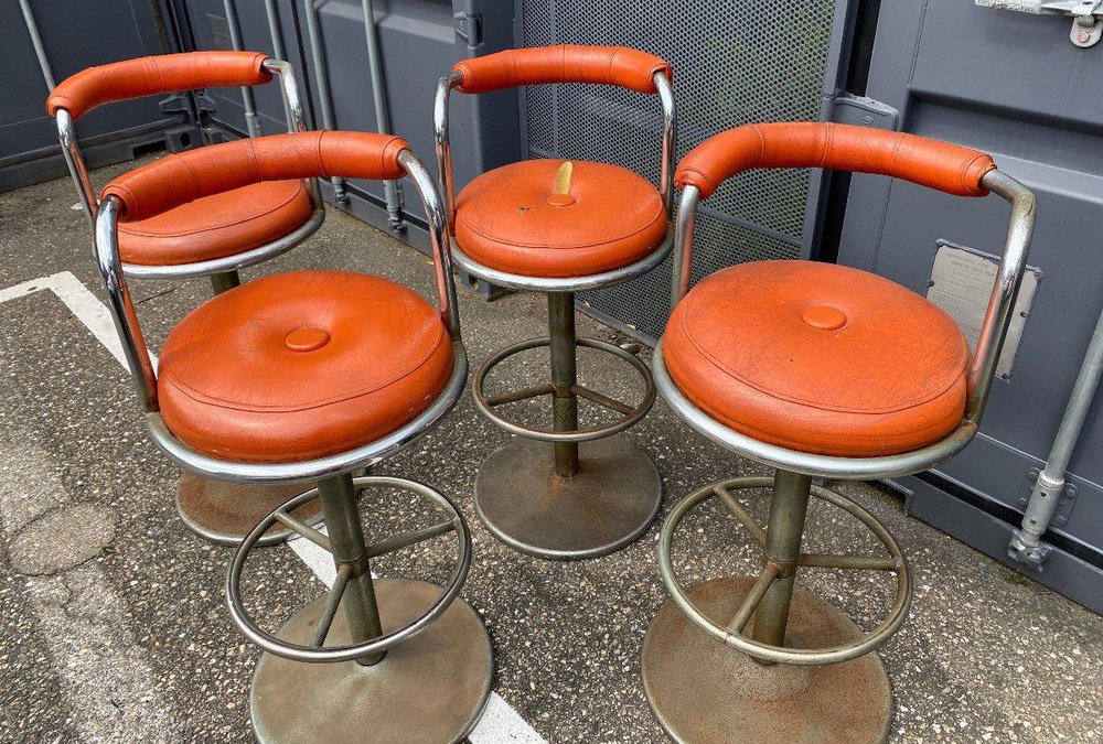 Vintage Bar Stools, 1970, Set of 4 for sale at Pamono