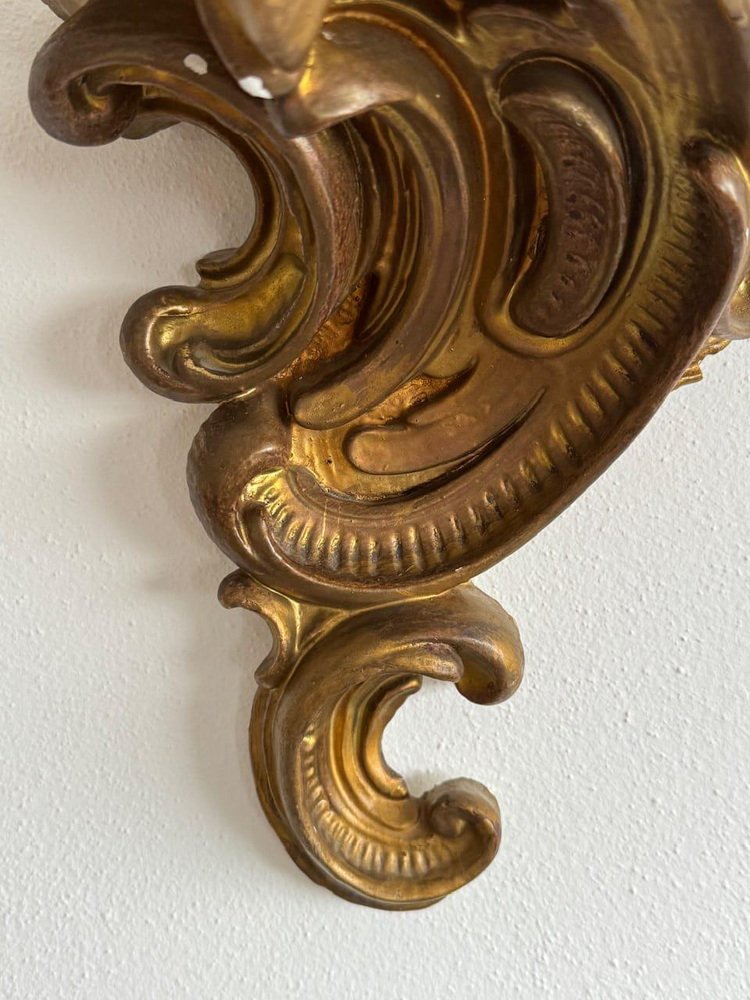 Small Baroque Style Gilt Plaster Wall Shelf, 1950s for sale at Pamono