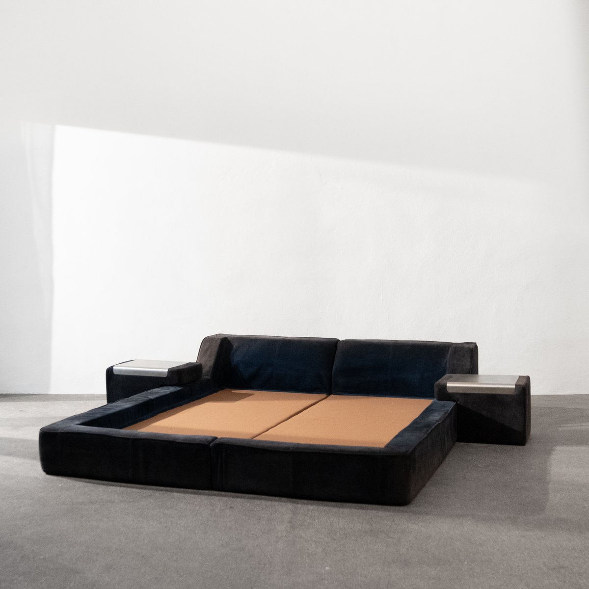 Roche Bobois Suede Bed Frame, 1970s for sale at Pamono