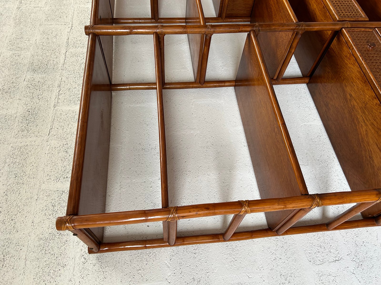 Vintage Modular Rattan Bookcase for sale at Pamono