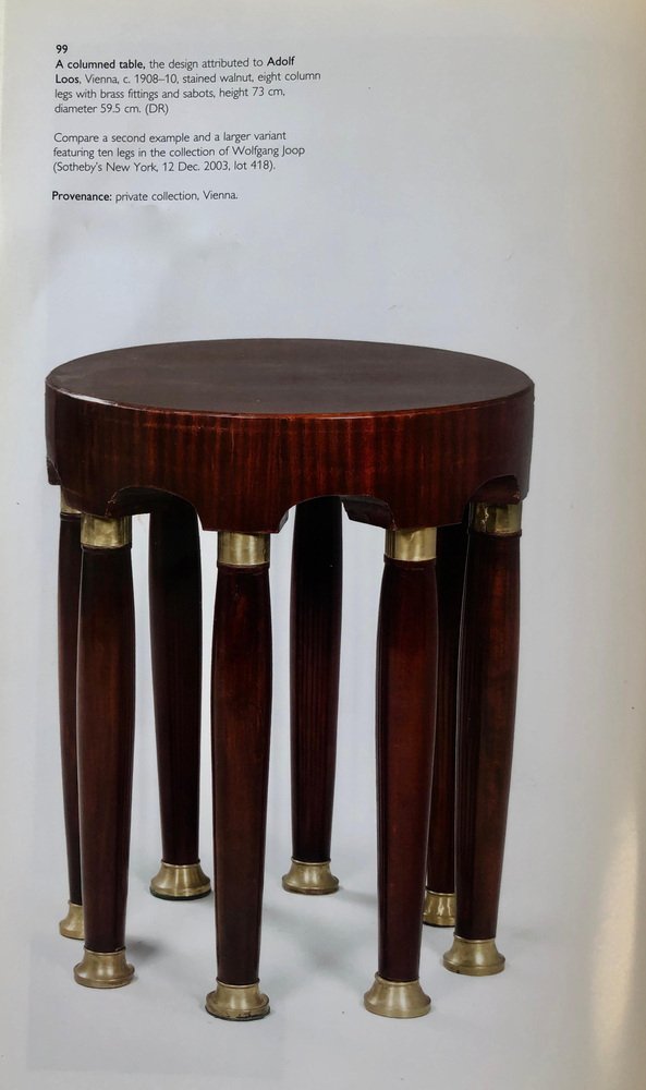 Round Side Table with Eight Columned Legs and Brass Fittings by Adolf ...