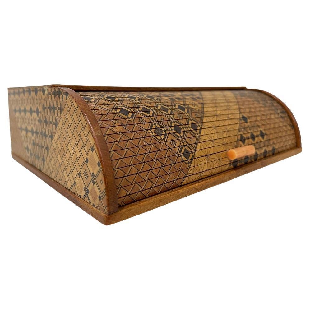 Japanese Kobako Yosegi Zaiku Marquetry Roll-Top Box for sale at Pamono