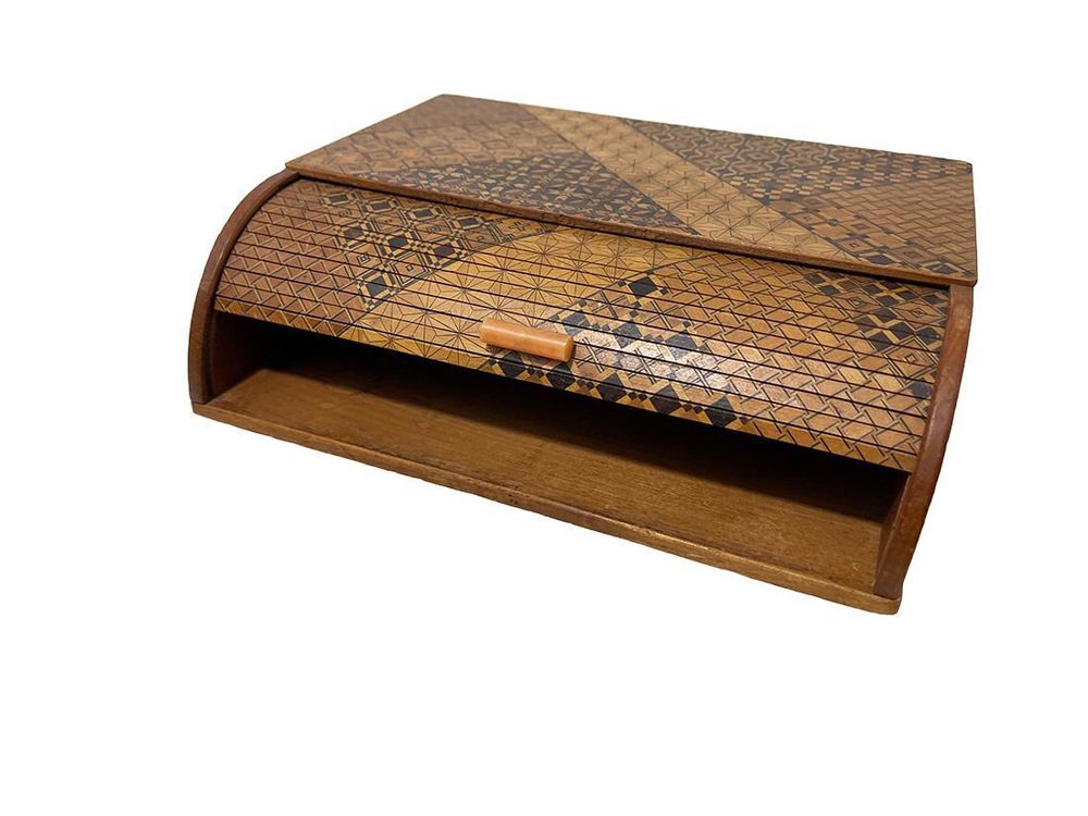 Japanese Kobako Yosegi Zaiku Marquetry Roll-Top Box for sale at Pamono