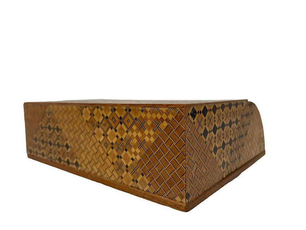 Japanese Kobako Yosegi Zaiku Marquetry Roll-Top Box for sale at Pamono