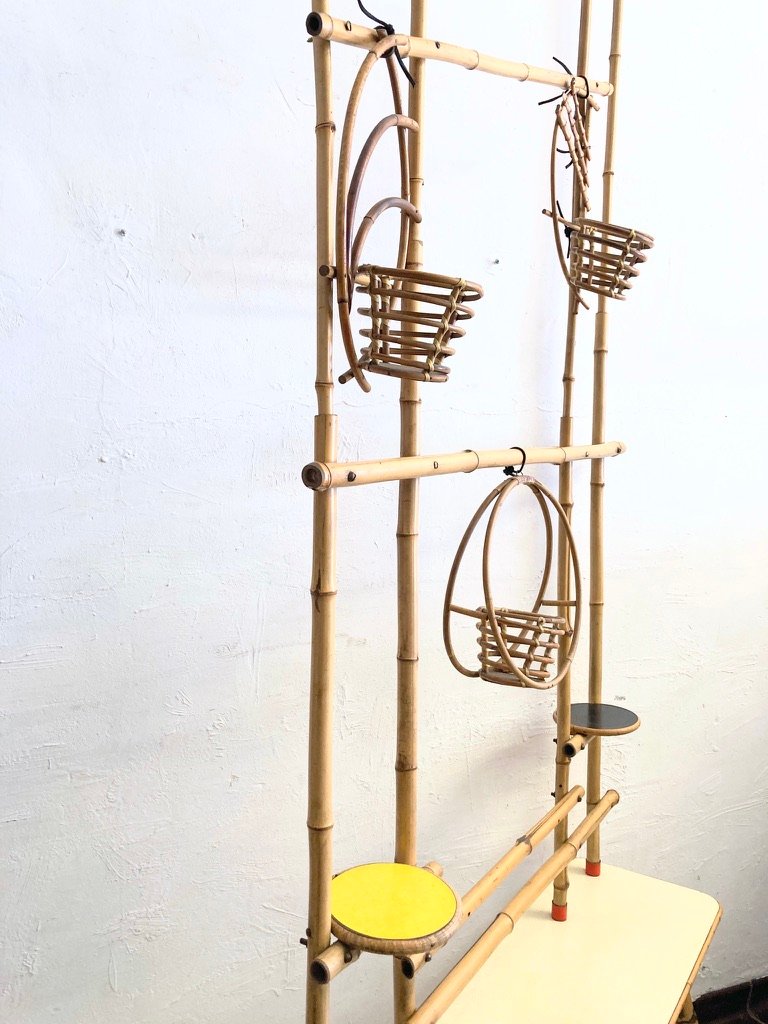 Large Flower Bench Room Divider in Bamboo, 1950s for sale at Pamono