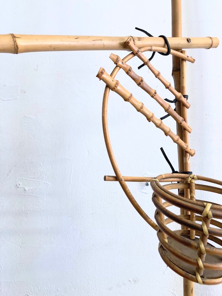 Large Flower Bench Room Divider in Bamboo, 1950s for sale at Pamono