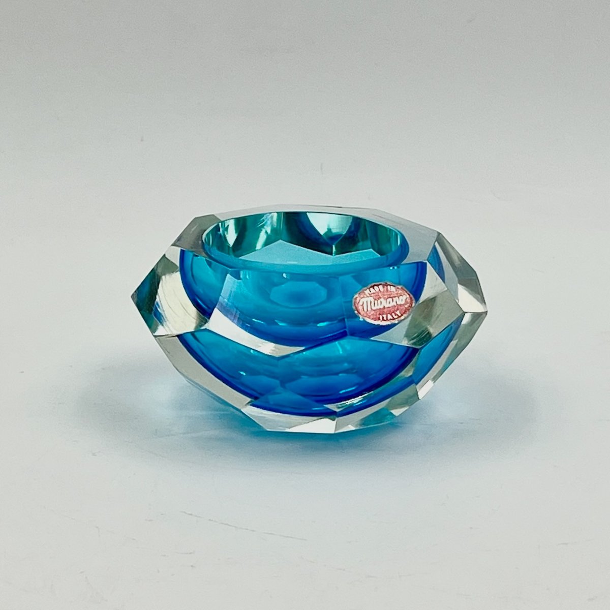 Vintage Italian Murano Sommerso Vase Handcrafted Submerged Glass Blue ...