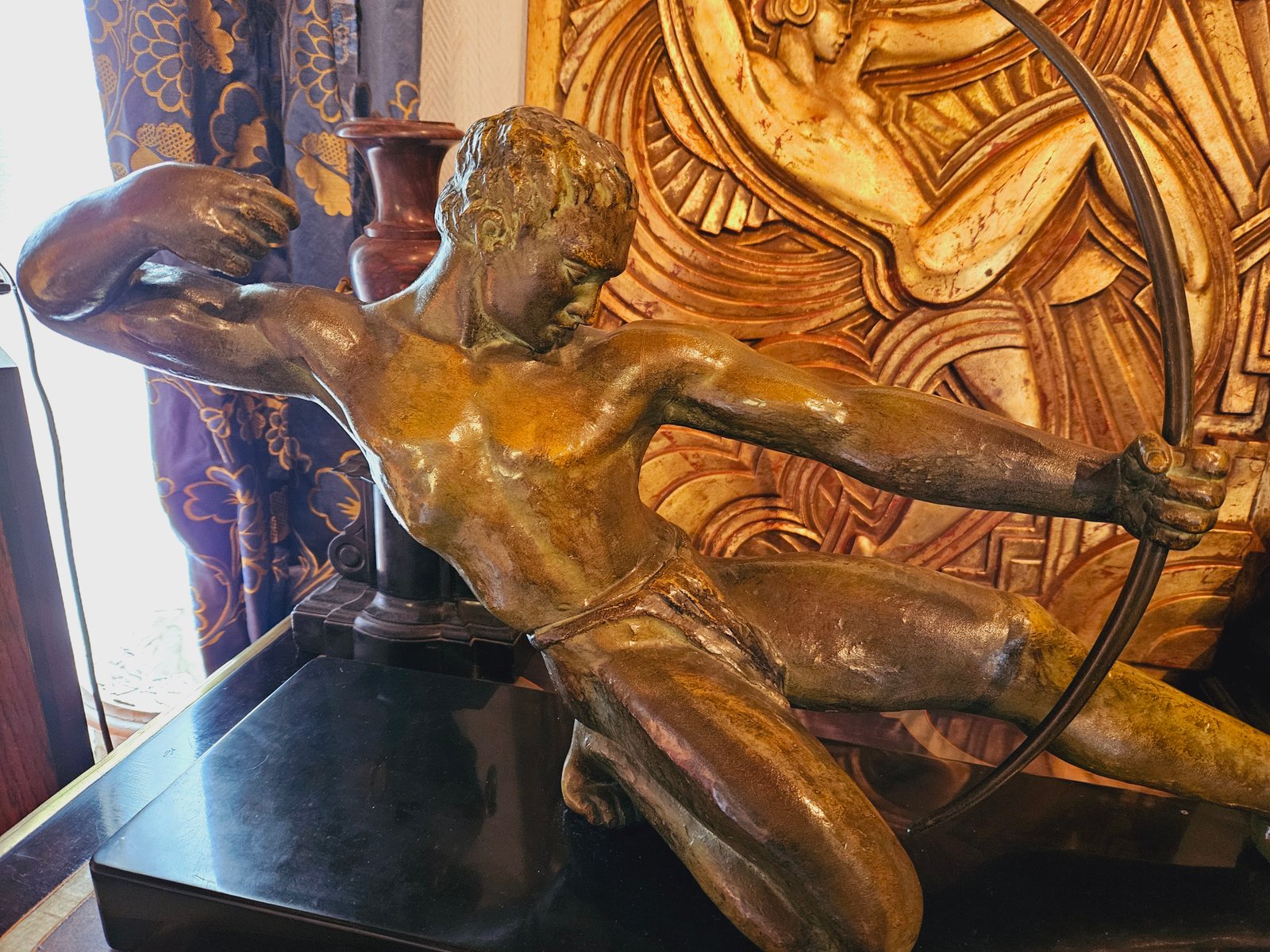 Salvator Riolo, Large Art Deco Archer Sculpture, 1920s, Patinated ...